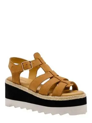 Free People Mykonos Platform Wedge Fisherman Sandal - Vachetta Suede