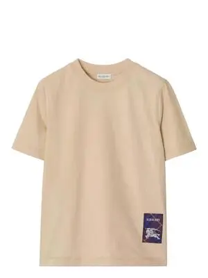 Burberry Burberry Check-Label Cotton T-Shirt Neutrals