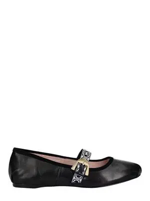 COCCINELLE Leather Ballerina Flats - Black