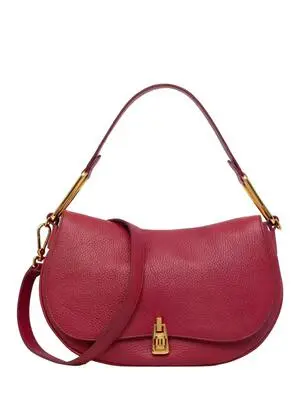 COCCINELLE Magie Grained Leather Shoulder Bag With Turn-lock Closure - Red
