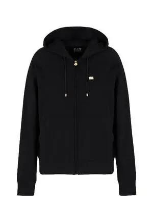 EA7 Stretch-cotton Hooded Sweatshirt - Black