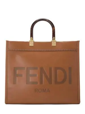 Fendi Calfskin Sunshine Shopper Medium Brown