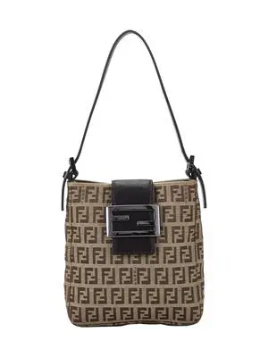 Fendi Zucchino Canvas Shoulder Bag - Brown