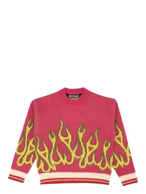 Palm Angels Wool Burning Crewneck Sweater - Pink