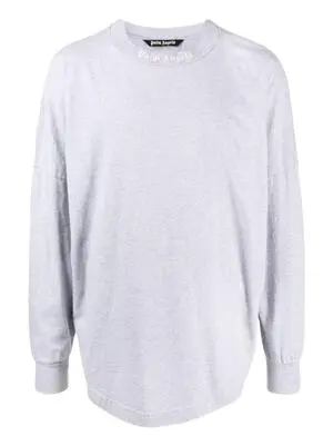 PALM ANGELS Classic Logo Over Long-sleeve Tee 'grey Melange'
