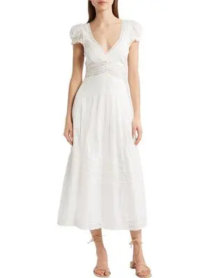 LoveShackFancy Suvi Lace Trim Cocktail Dress - White