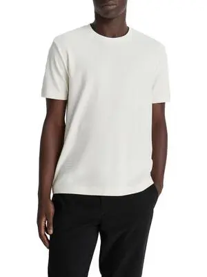 Vince Double Neckline Pima Cotton T-shirt Blanco/coastal