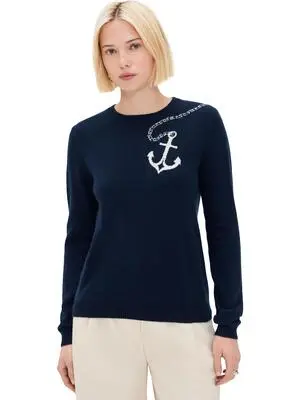 Jumper 1234 Cashmere Anchor Crewneck Sweater - Navy