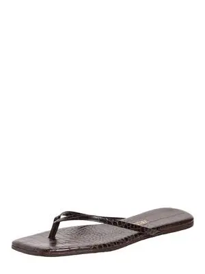 Tkees TKEES Square Toe Lily Flip Flops Carob Croc