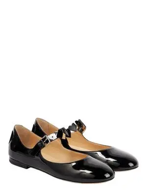 Mach & Mach Special Heart Patent Leather Ballet Flats - Black