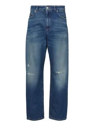 Dolce & Gabbana Distressed Straight Leg Jeans - Blue