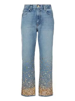 FRAME The Champagne Embellished Straight Jeans - Blue
