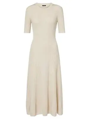 JOSEPH Ribbed-knit Wool Midi Dress - Beige