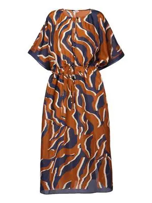 ERES Archipel Printed Gathered Silk Kaftan - Orange