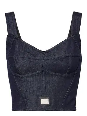 Dolce & Gabbana Denim Bustier Top - Blue