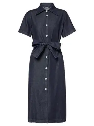 Dolce & Gabbana Belted Denim Shirt Dress - Blue