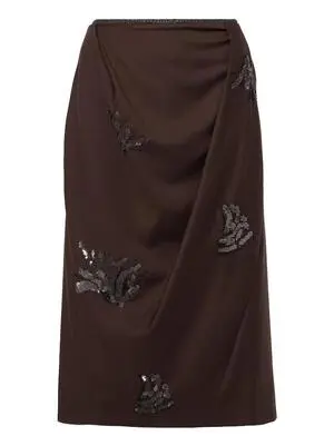 JACQUES WEI Embellished Midi Skirt - Brown