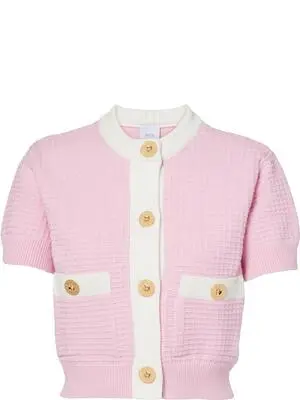 PATOU Waffle-knit Cotton Cardigan - Pink