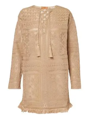 Alanui Kiss The Book Lace Minidress - Brown