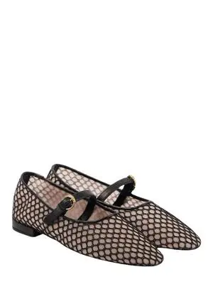 Ulla Johnson Isobel Mesh Mary Jane Flats - Black