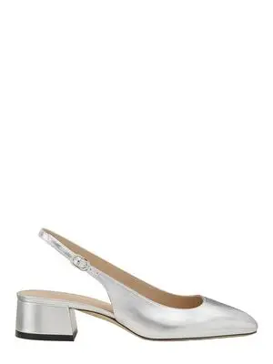 STUART WEITZMAN Maeve Metallic Slingback Ballerina Pumps - Silver