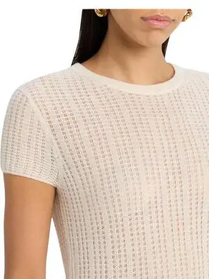 Vince Crewneck Waffle-knit Top - White Sand
