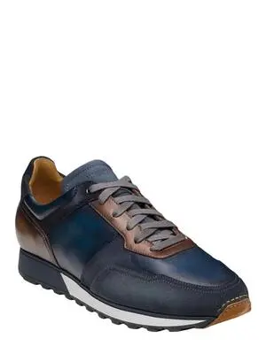 Magnanni Arco Leather Runner Sneakers - Navy/brown