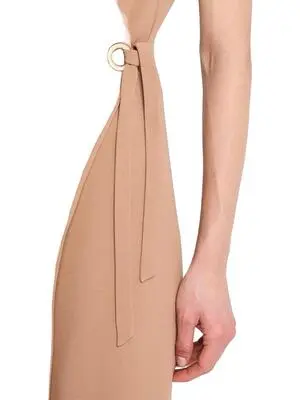 Giorgio Armani Cupro Wrap Midi Dress - Solid Medium Brown