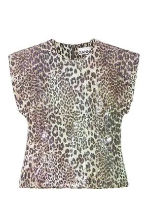 GANNI Leopard-print Blouse - Neutrals