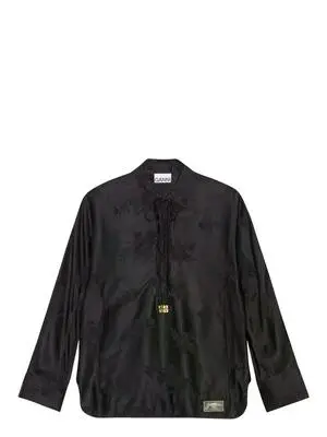 GANNI Floral-jacquard Shirt - Black