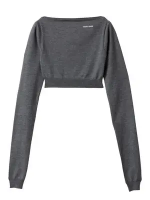 Miu Miu Wool Boat-neck Sweater - Slate Gray