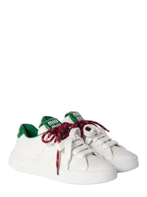 Miu Miu Leather Sneakers - White/green