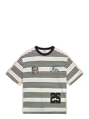 MSGM Panelled Striped T-shirt - Neutrals