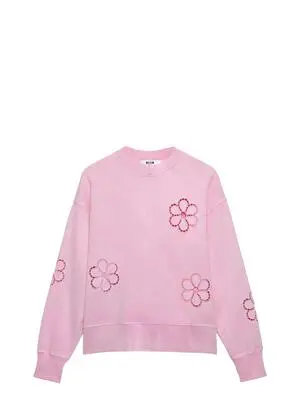 MSGM Embroidered Flower Sweatshirt - Pink