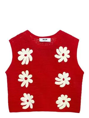 MSGM Crochet-knit Top - Red