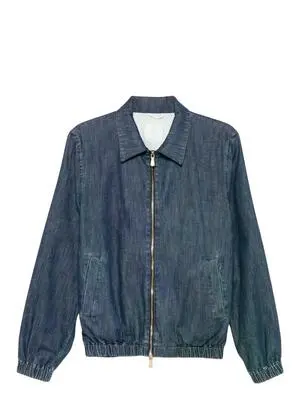 Eleventy Denim Bomber Jacket - Blue