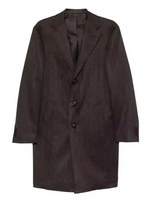 Canali Cashmere Herringbone Coat - Brown