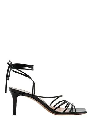 GIANVITO ROSSI Lace-up Leather Heeled Sandals - Black
