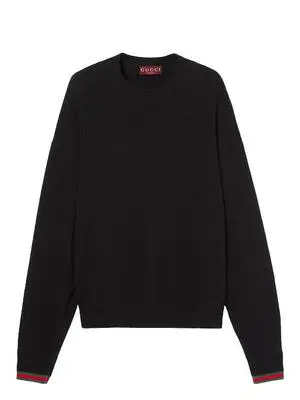 Gucci Cashmere Wool Sweater With Web Trim - Black