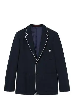 Gucci Cotton Jersey Jacket With Double G Embroidery - Blue