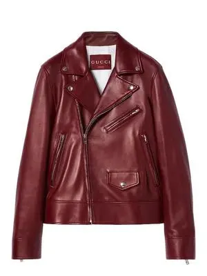Gucci Leather Biker Jacket - Bordeaux