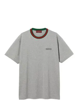 Gucci Jersey T-shirt With Web - Grey