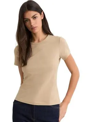 REISS Stretch-cotton Crew-neck T-shirt - Neutral