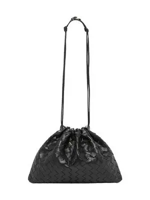 Bottega Veneta Intrecciato Leather Shoulder Bag - Black/gold