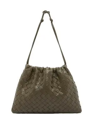 Bottega Veneta Intrecciato Leather Shoulder Bag Olive/light Green