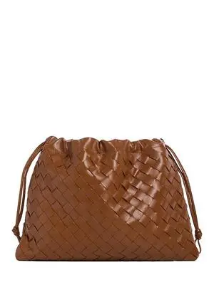 Bottega Veneta Intrecciato Leather Shoulder Bag - Tannin/gold
