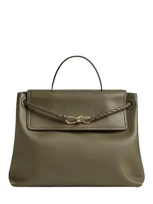 Bottega Veneta Large Intrecciato Leather Top Handle Bag - Cypress