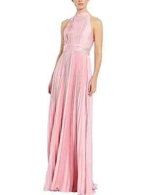 Mac Duggal Pleated Halter Gown - Blush