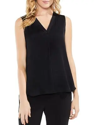 Vince Camuto Shirred High-low Tank - Rich Black