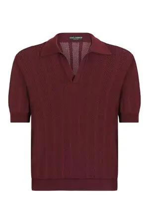 Dolce & Gabbana Short-sleeved Cotton Openwork Polo-shirt - Multicolor
